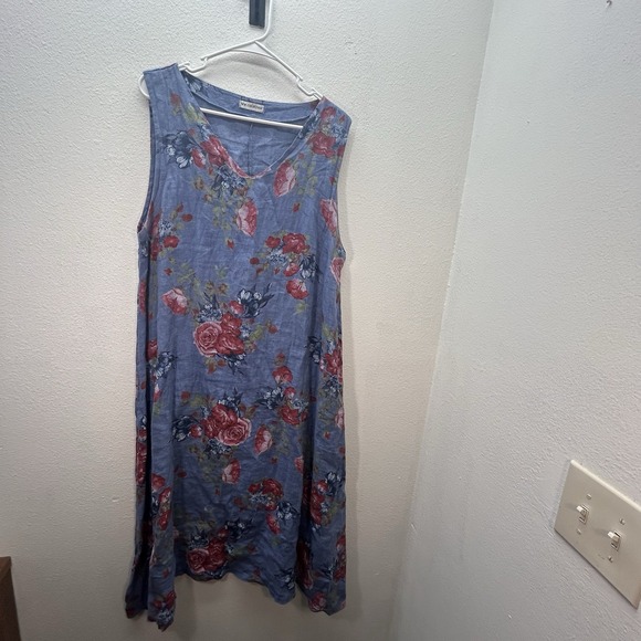 M Made In Italy | Dresses | Made In Italy Womens 0 Linen Floral Midi ...